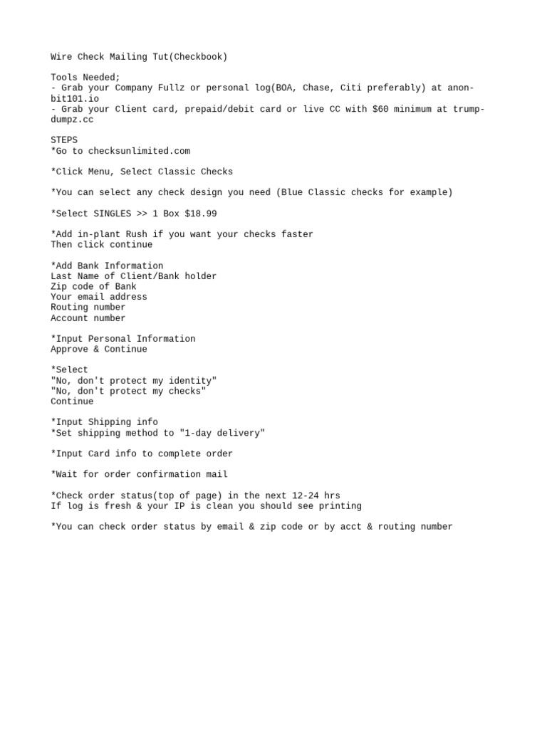 Wire Check Mailing Tut(Checkbook) (1) | PDF