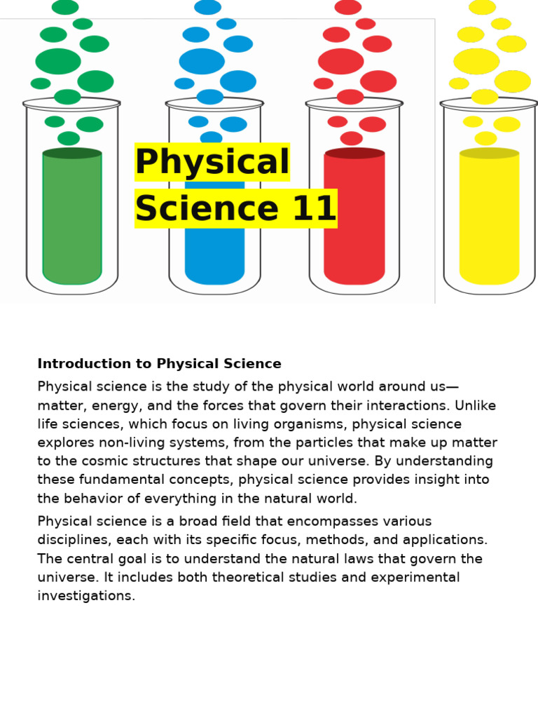 1 Physical Science 11 Introduction | PDF | Physics | Chemistry