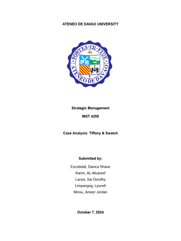 Tiffany & Swatch Strategic Analysis | PDF | Strategic Management | Swot ...