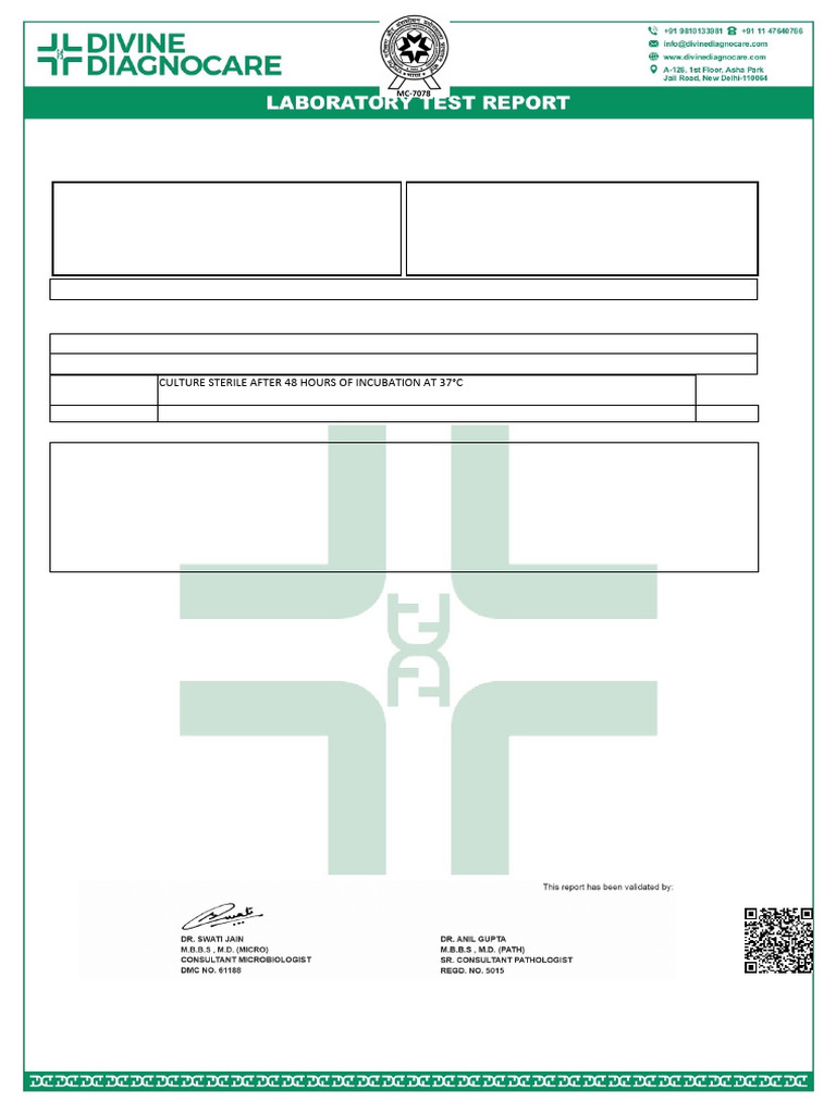 Positive Blood Culture Report for Ritesh Punia | PDF