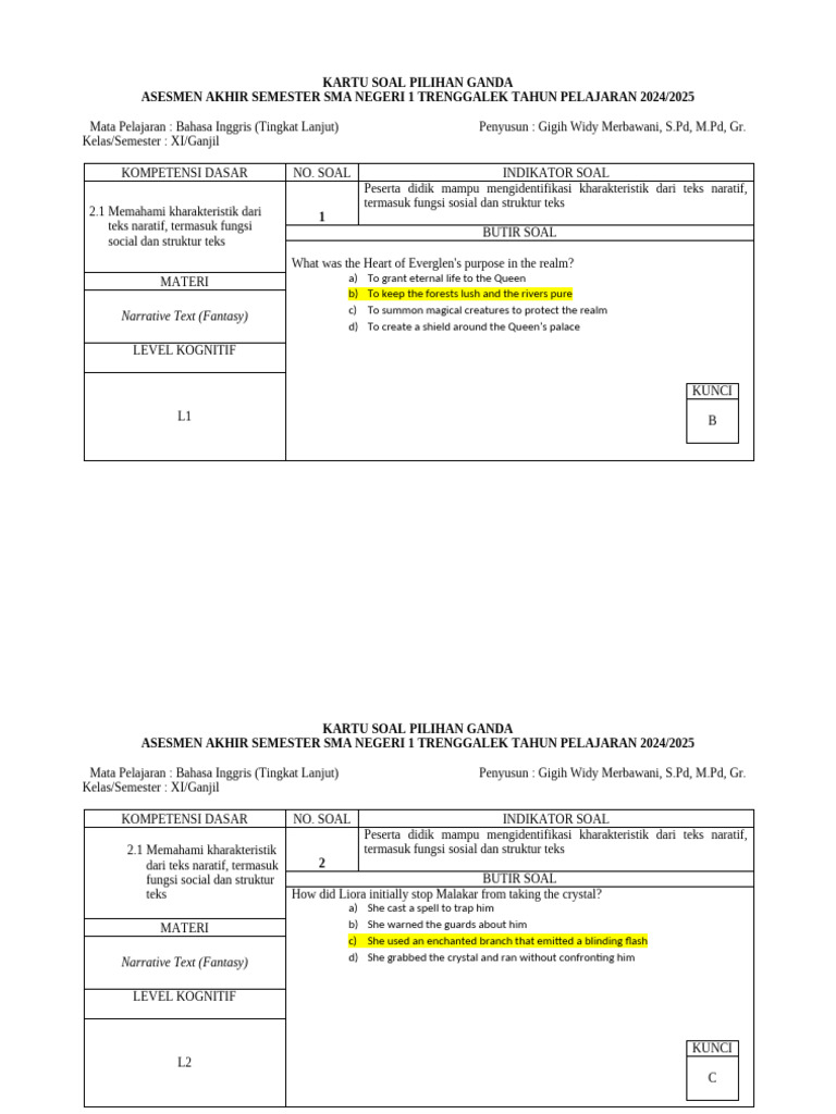 AAS_Kartu-Soal_XI_BingLANJUT | PDF