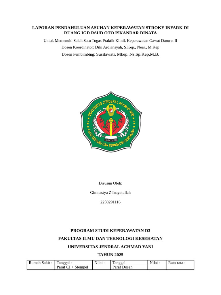 Asuhan Keperawatan Stroke Infark IGD | PDF