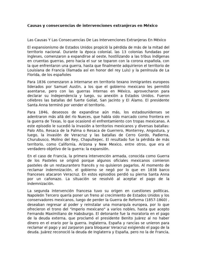 Efectos de intervenciones extranjeras en México | PDF | México