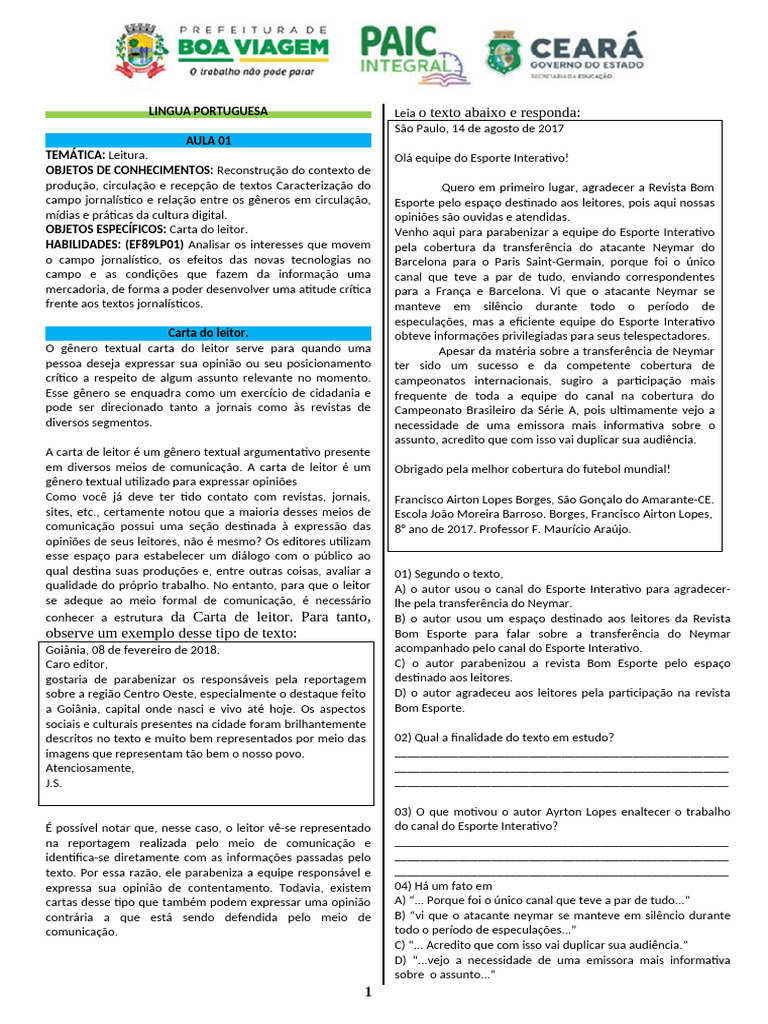 9º Ano - Tempo Integral Linguagens e Códigos | PDF | Editorial | Jornalismo