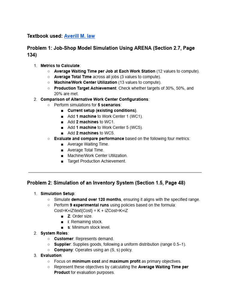 Arena Simulation | PDF