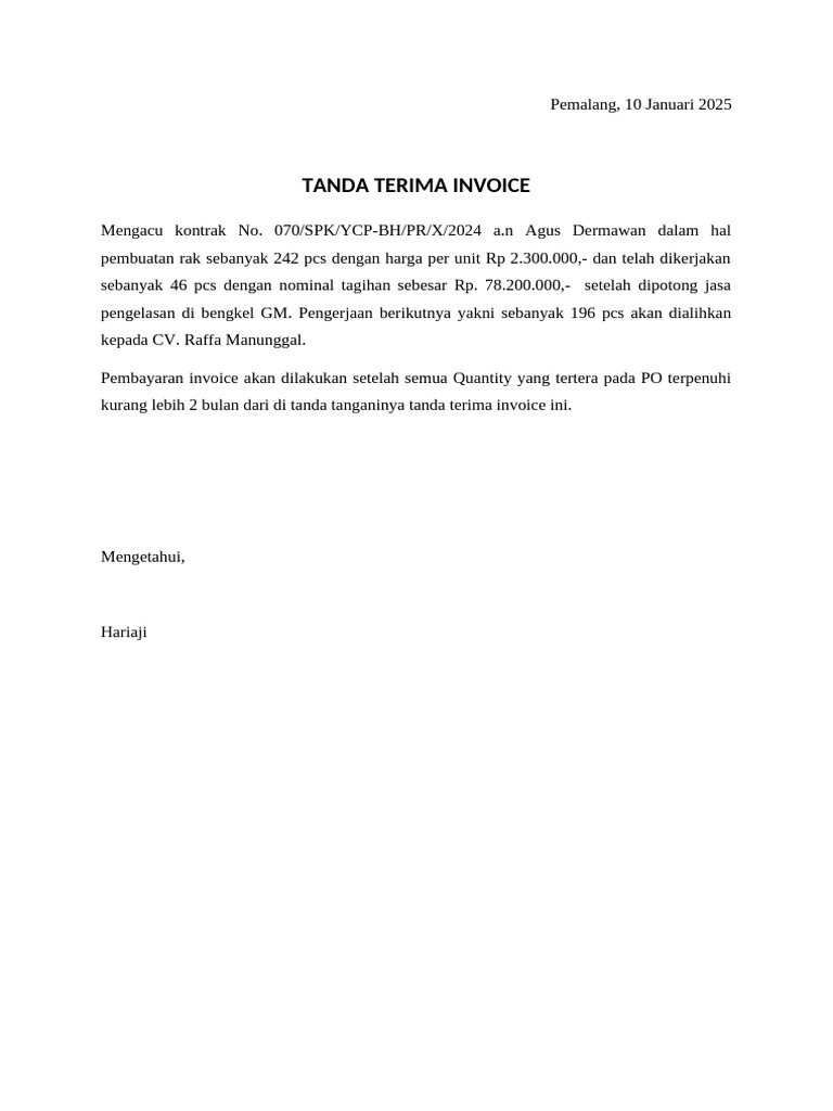 Tanda Terima Invoice | PDF