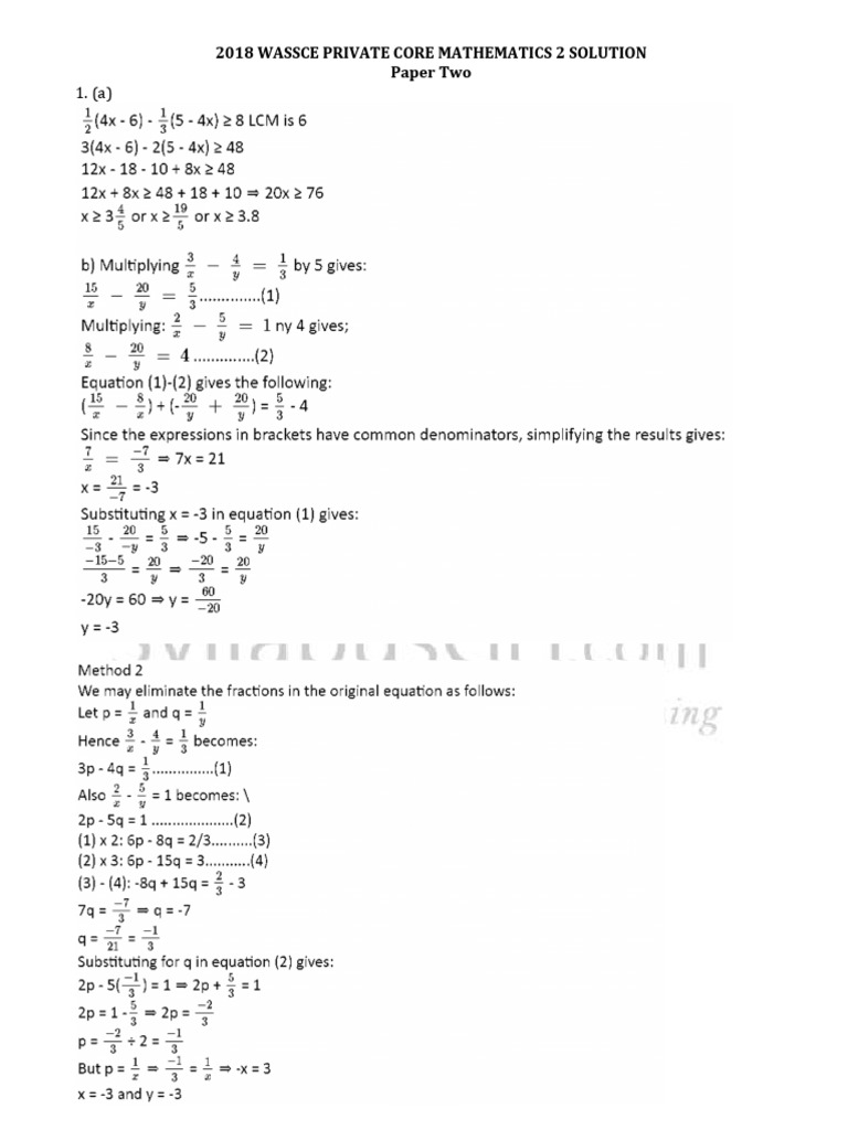WASSCE Math Solutions 2018 | PDF | Length | Geometry