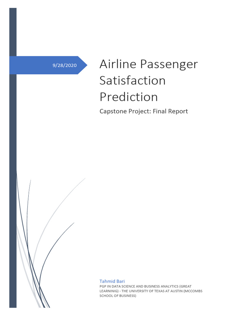 Airplane Passenger Satisfaction Prediction Final Report | PDF ...