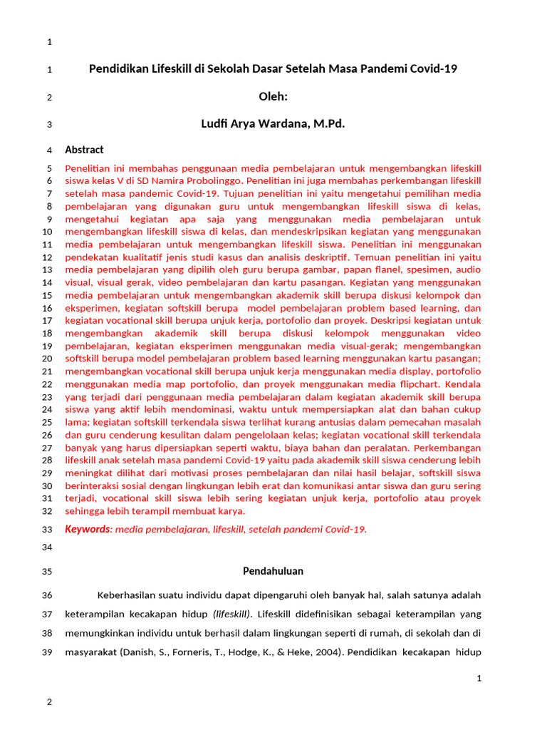 Makalah Webinar Prosiding UNARS-Ludfi | PDF