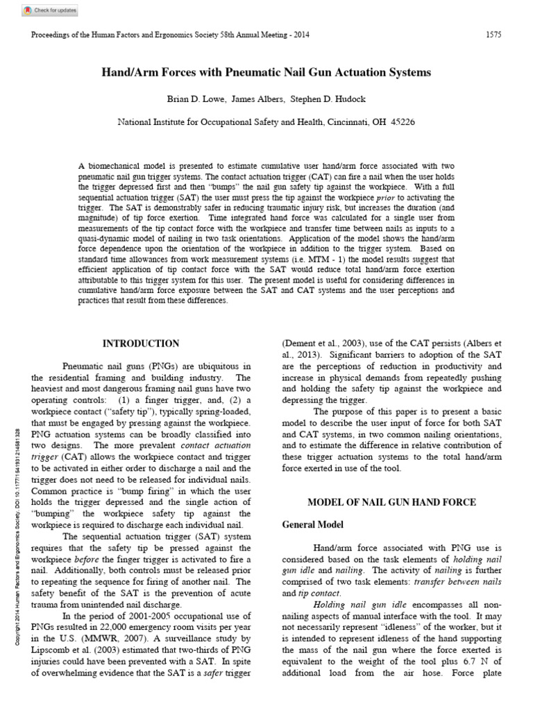 Lowe Et Al 2014 Hand Arm Forces With Pneumatic Nail Gun Actuation ...