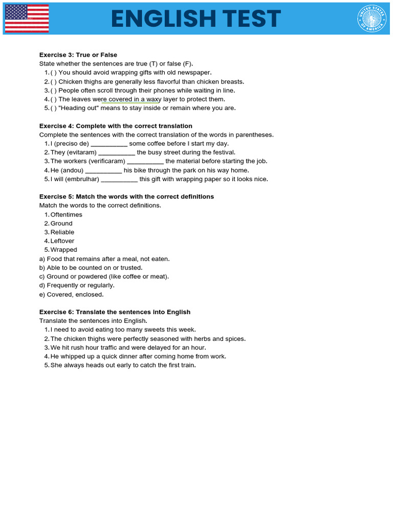 Exercise 3: True or False | PDF