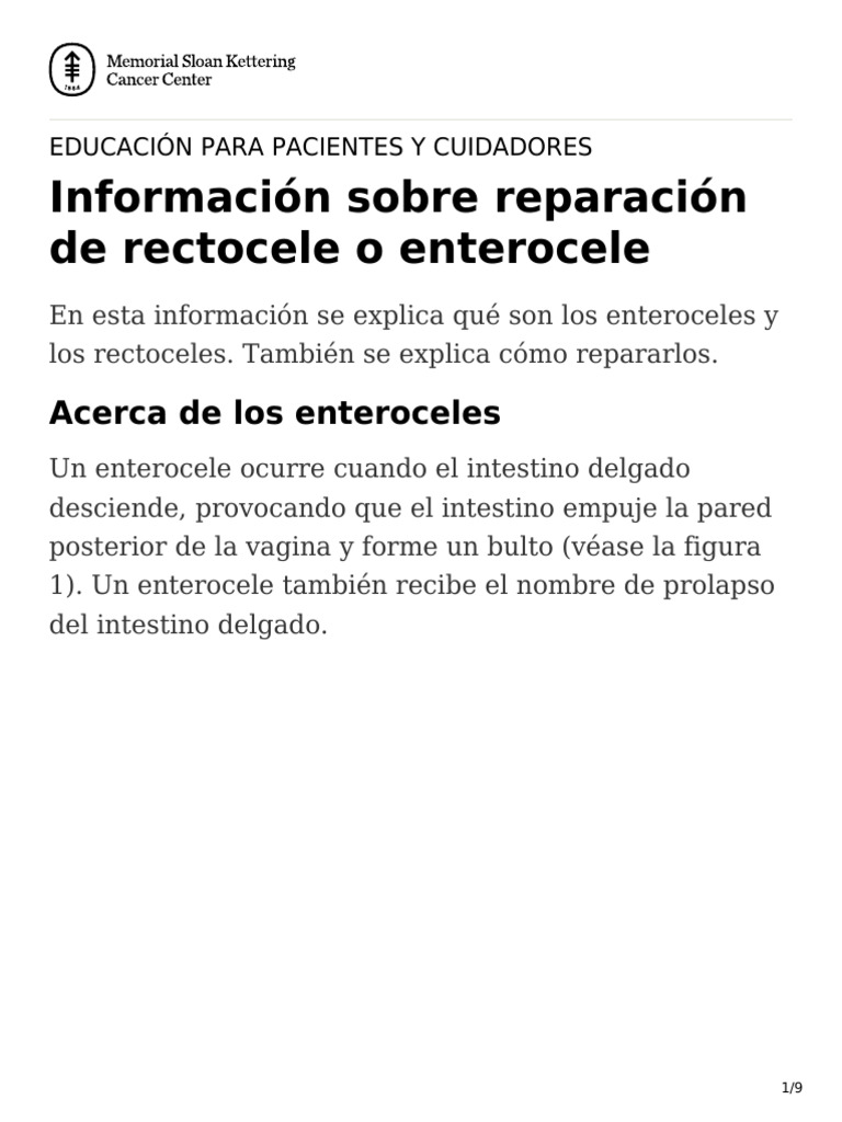 Enterocele Rectocele Repair | PDF | Vagina | Cirugía
