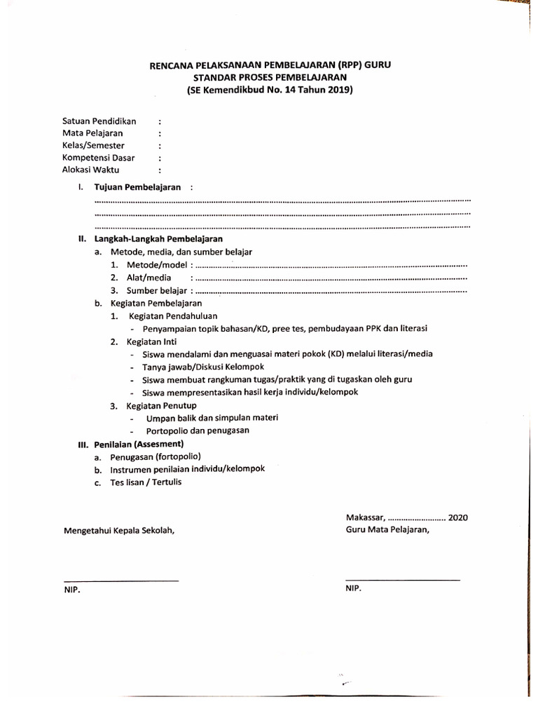 Contoh RPP Guru (Final) | PDF