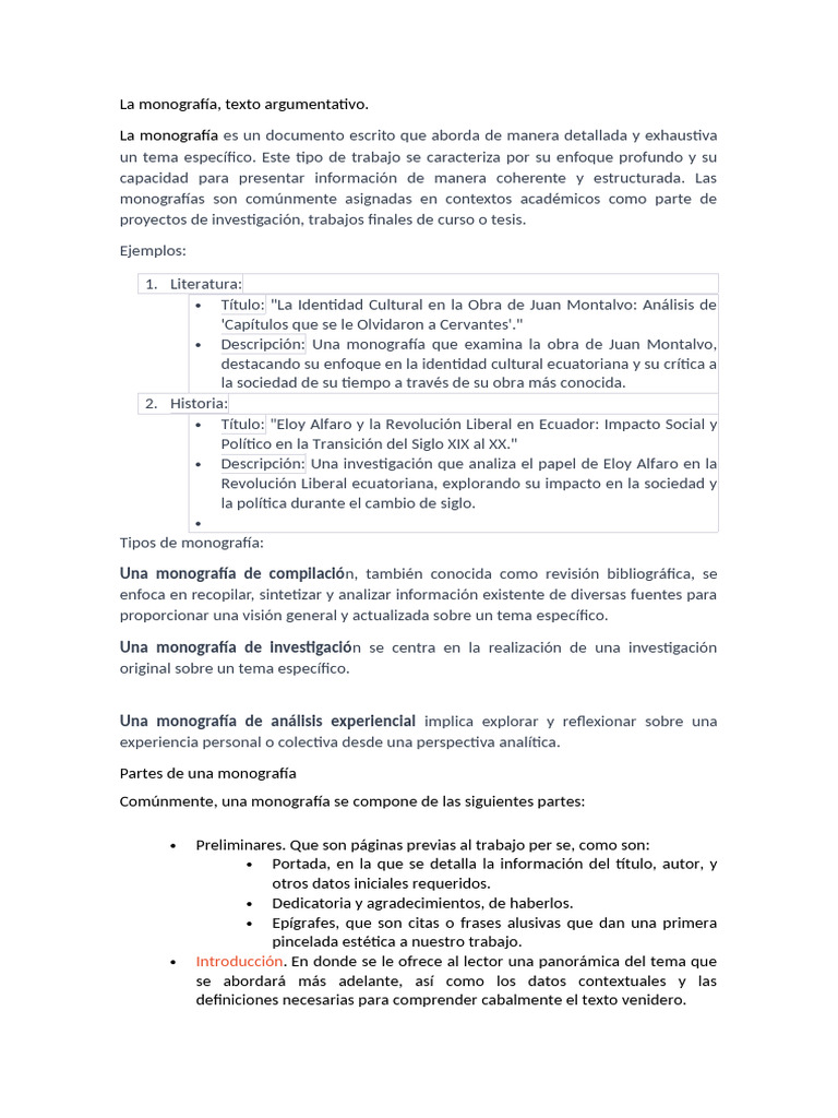 La Monografía como Texto Argumentativo | PDF | Información | Ensayos
