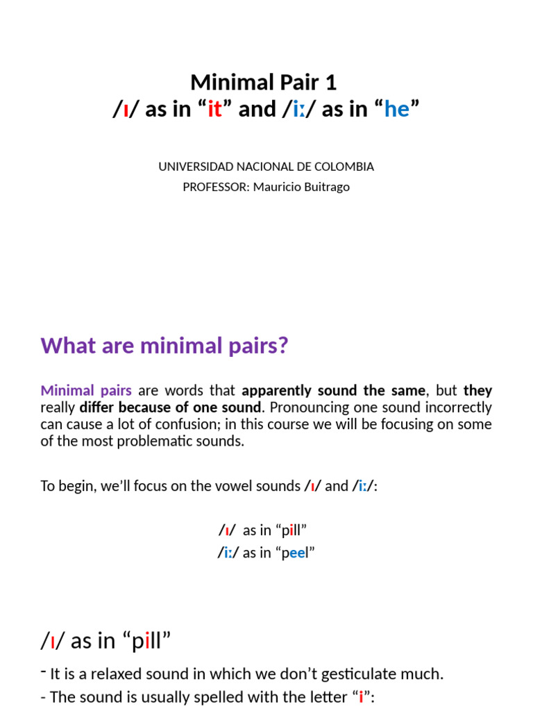 DAY 6 - Minimal Pair 1 | PDF | Vowel | Human Voice