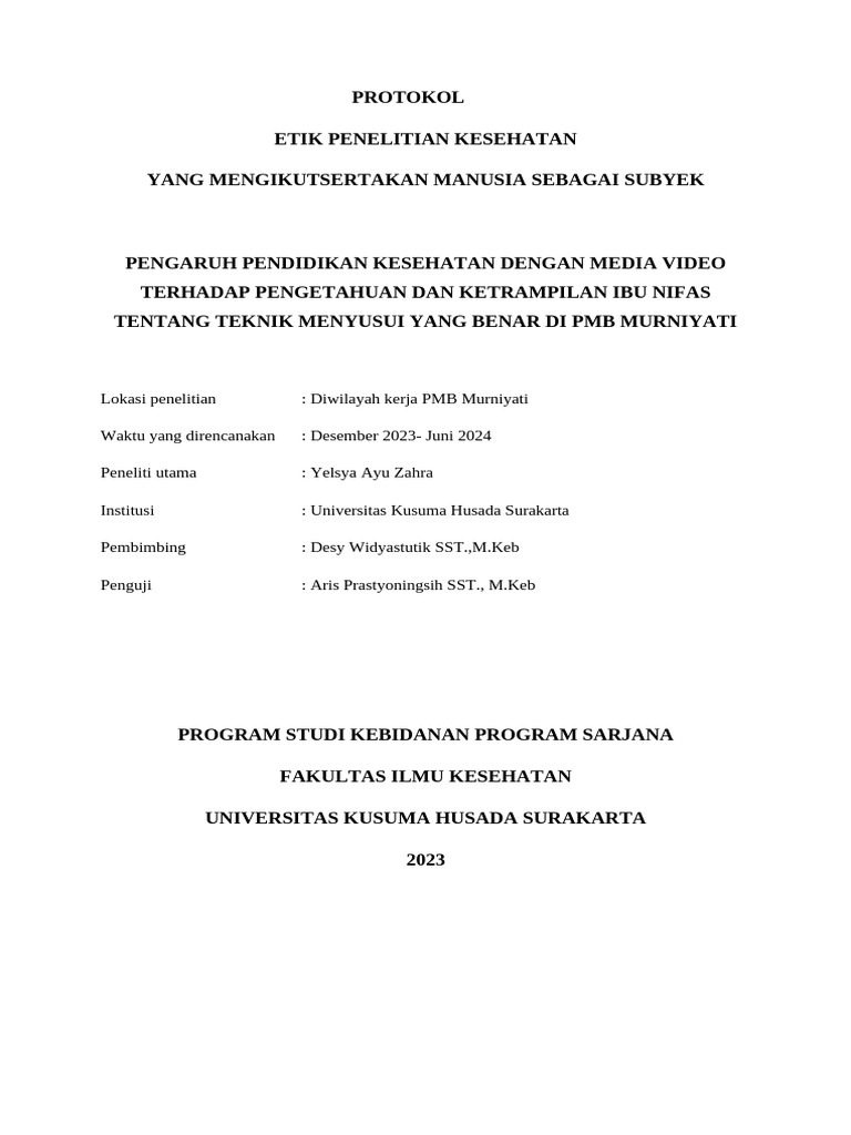 FORM PROTOKOL ETIK | PDF