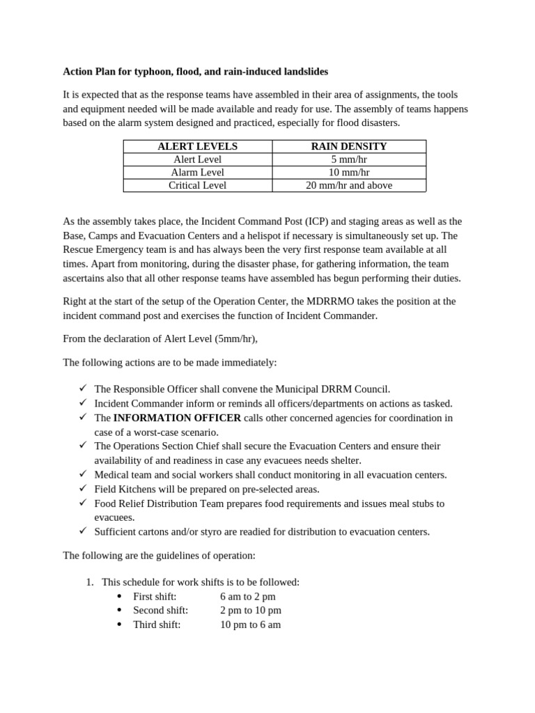 Action Plan For Typhoon, Flood and Rain-Induced Landslides | PDF ...