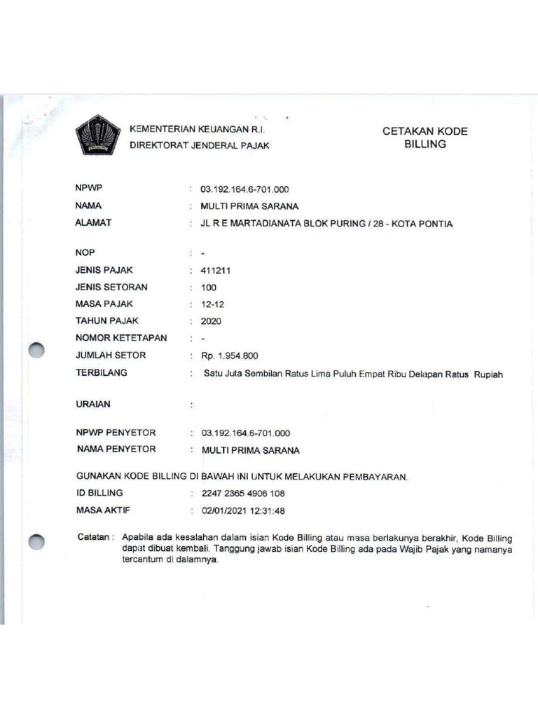 CV. MULTI PRIMA SARANA Data Perusahaan | PDF