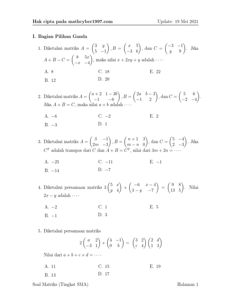 Latihan Matriks | PDF