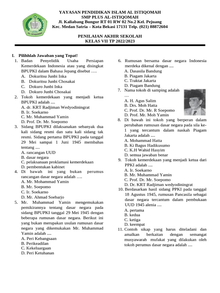 SOAL PAS Ganjil PPKN KELAS 7 | PDF