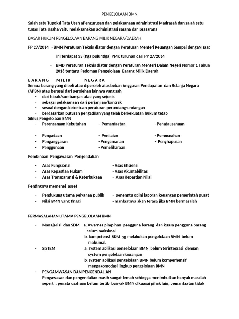 Panduan Pengelolaan BMN dan BMD | PDF