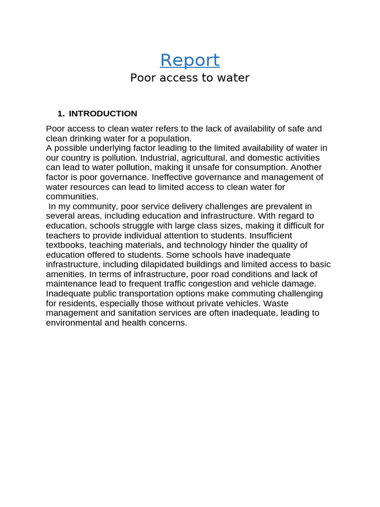 Life Orientation - Poor Access To Water | PDF | Water Pollution | Water