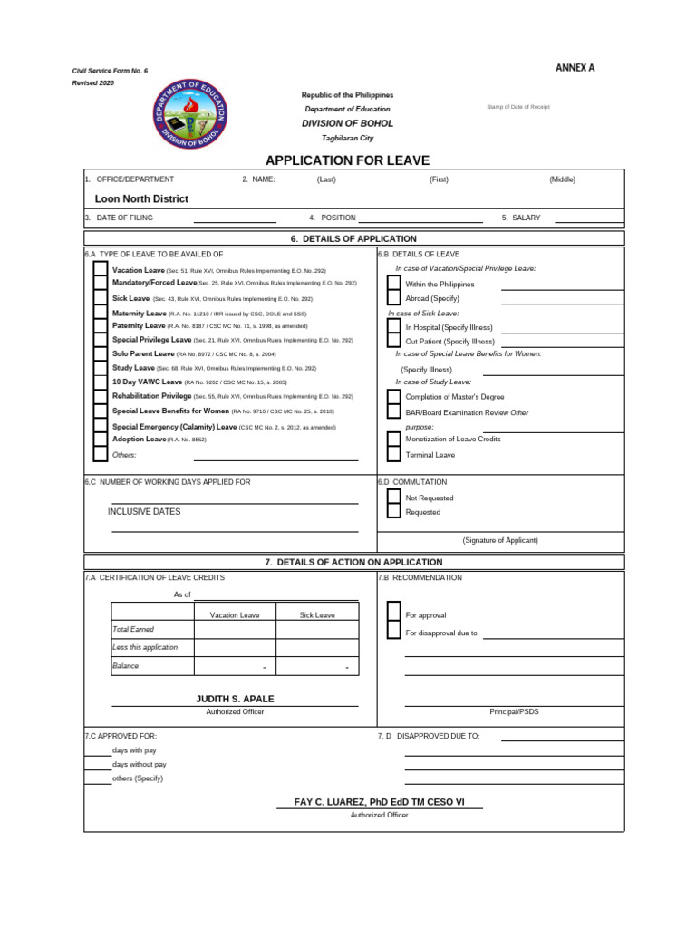 DepEd Form 6 Leave Application Guide | PDF | Sick Leave | Social Programs