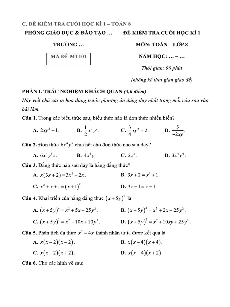 Đè Toán 8 Hki | PDF