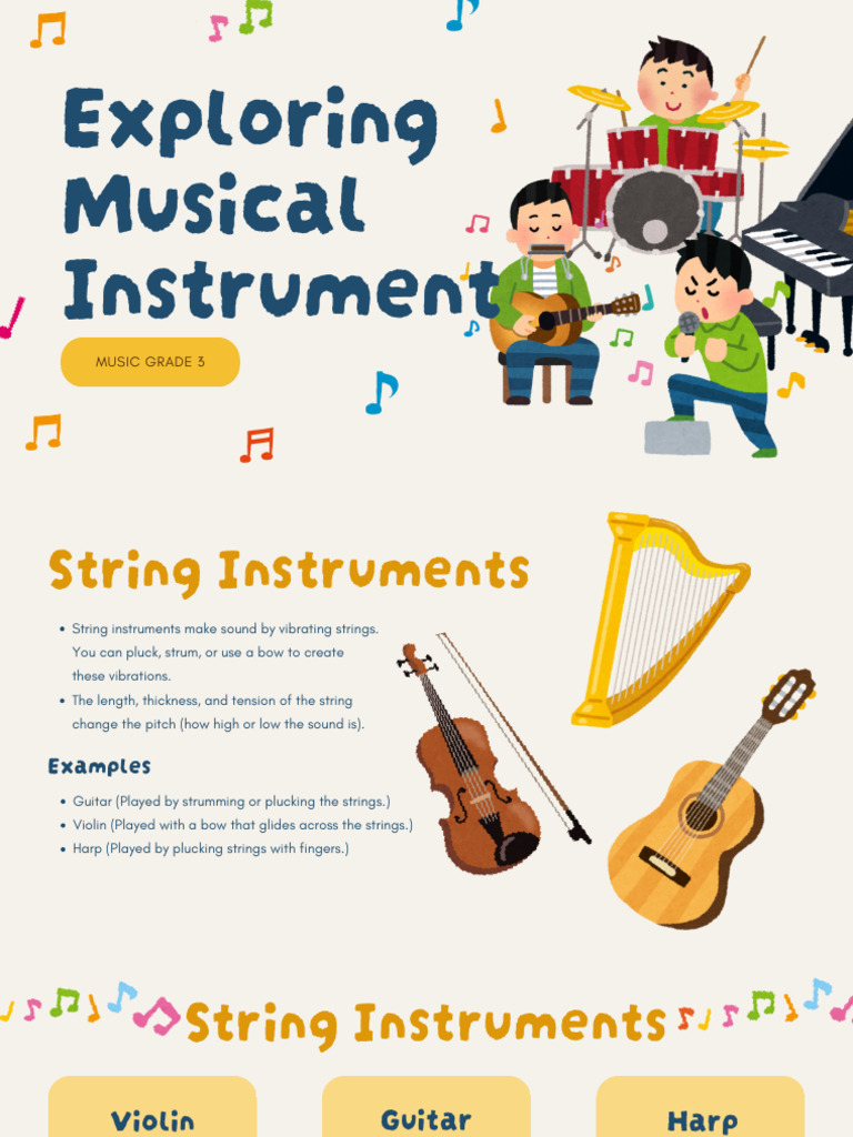 Musical Instrument Presentation in Blue and Yellow Playful Style ...