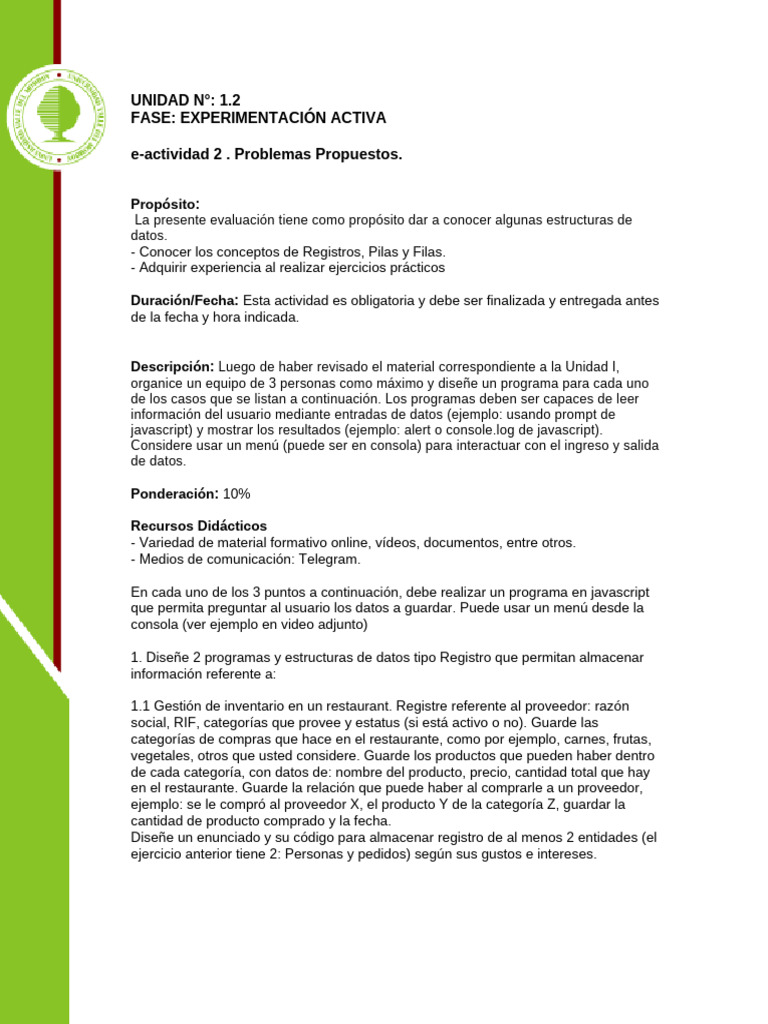 Programas en JavaScript: Estructuras de Datos | PDF | Script Java ...
