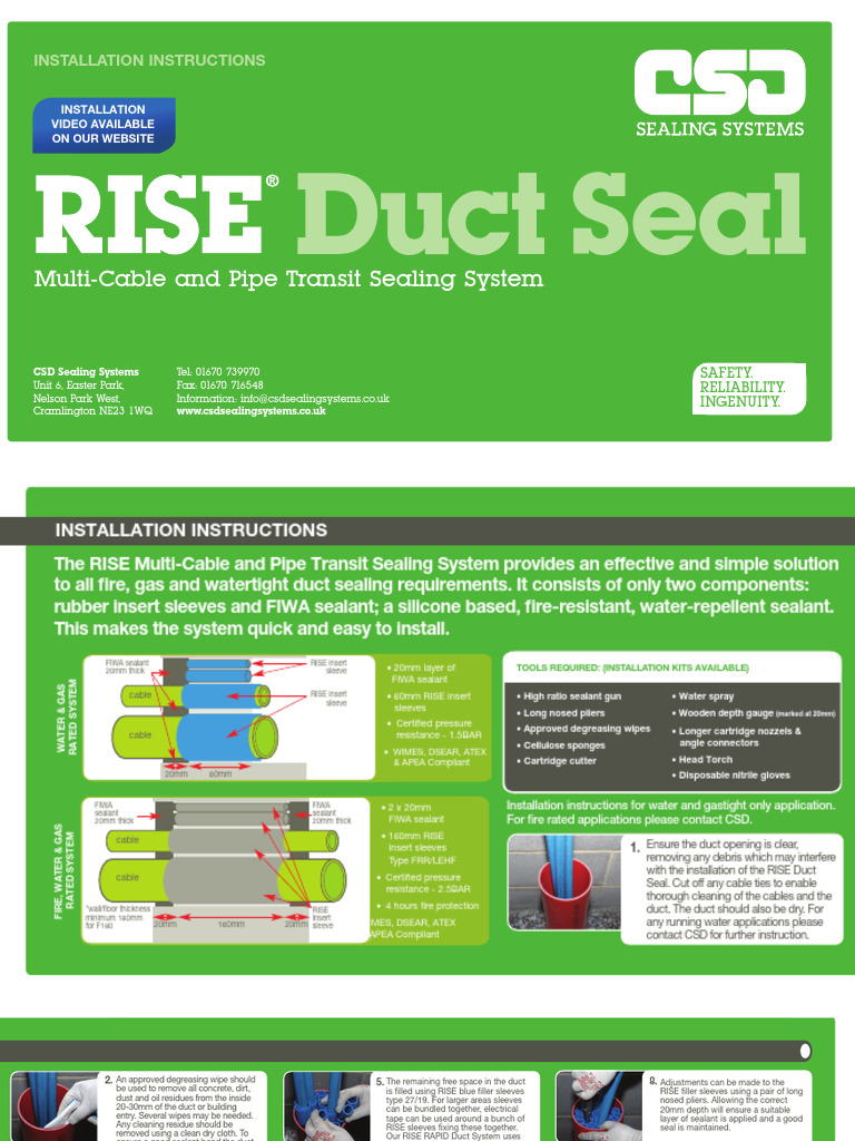 RISE Duct Seal Install Instructions 0914 WEB | PDF | Duct (Flow) | Pipe ...