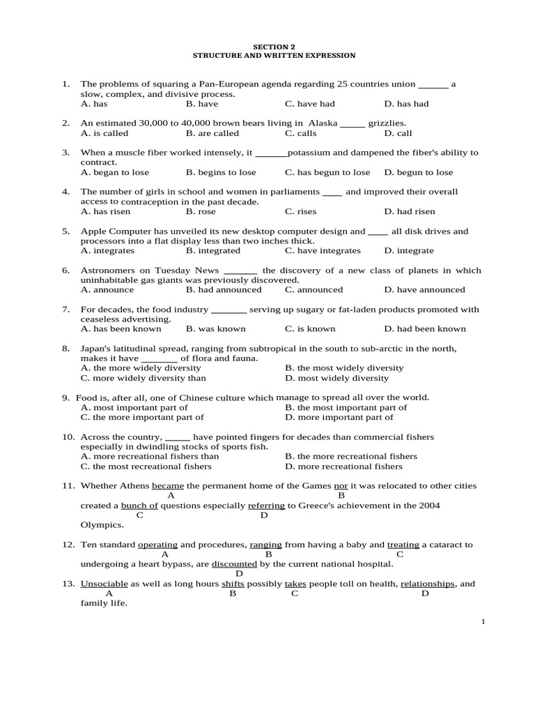 SECTION 2 STRUCTURE AND WRITTEN EXPRESSION-COURSE | PDF | Myocardial Infarction
