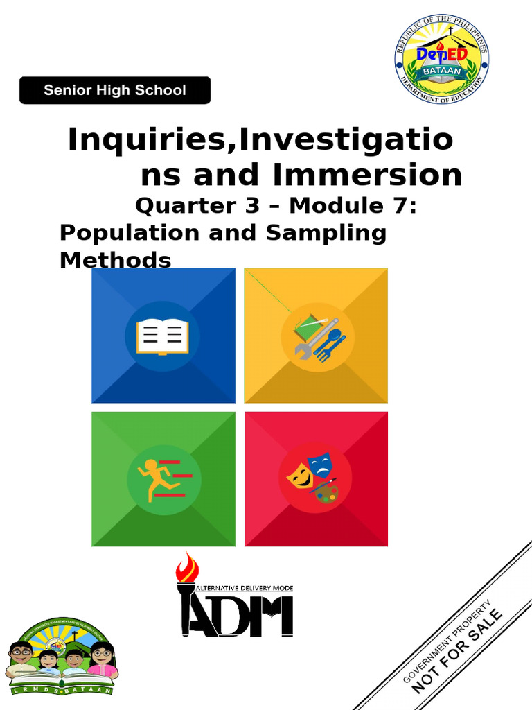 Q3 M7 - 3is - Population and Sampling Methods | PDF | Sampling (Statistics) | Survey Methodology