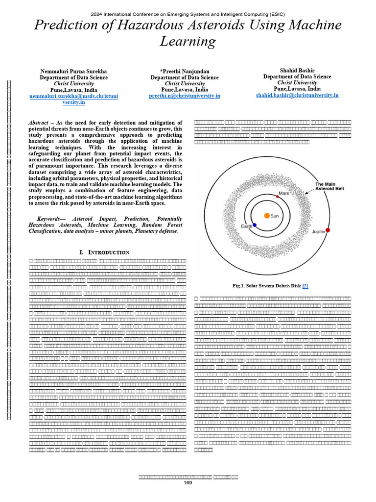 Prediction of Hazardous Asteroids Using Machine Learning | PDF | Apsis | Asteroid