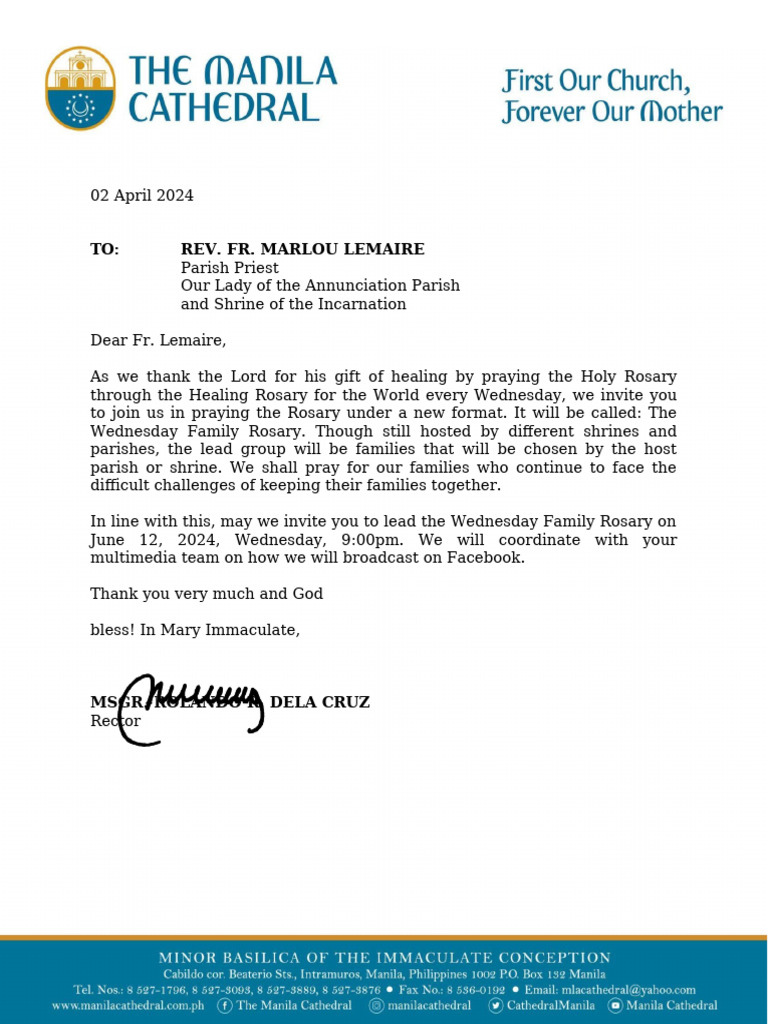 WFR Letter - Holy Cross | PDF