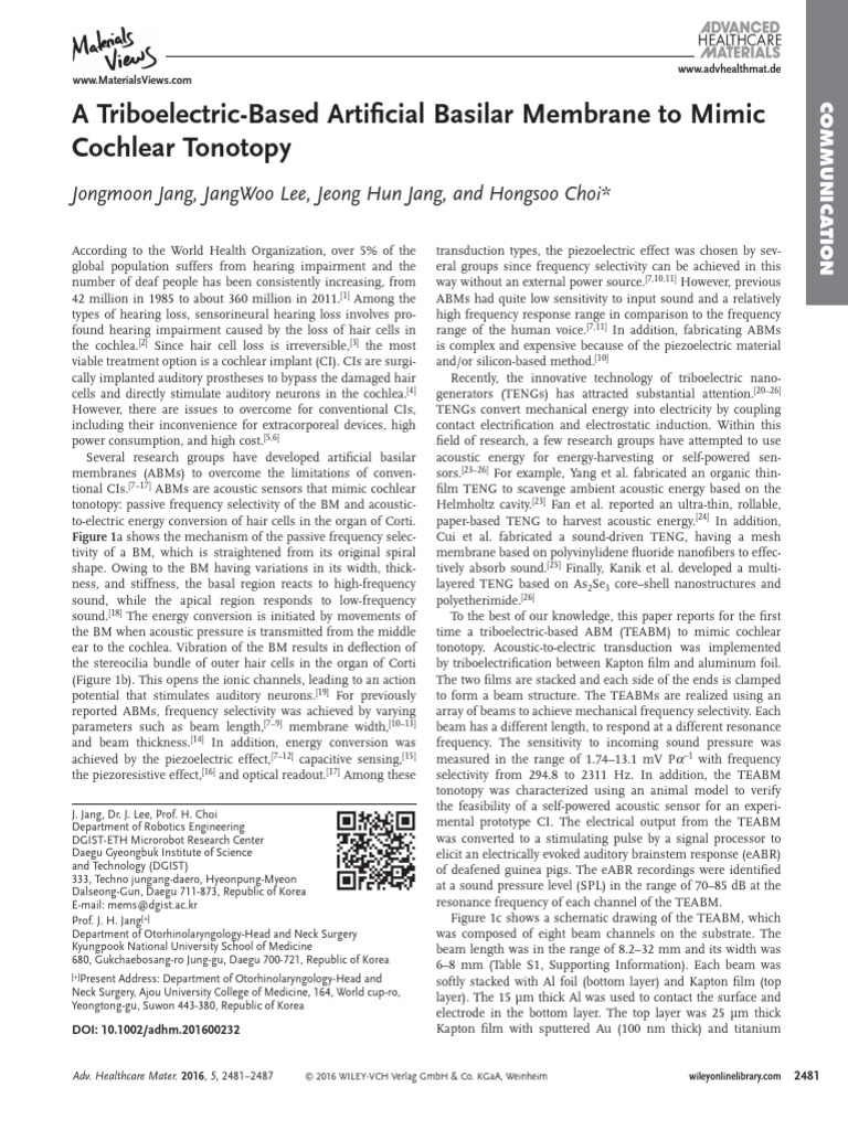 Adv Healthcare Materials - 2016 - Jang - A Triboelectric%E2%80%90Based ...