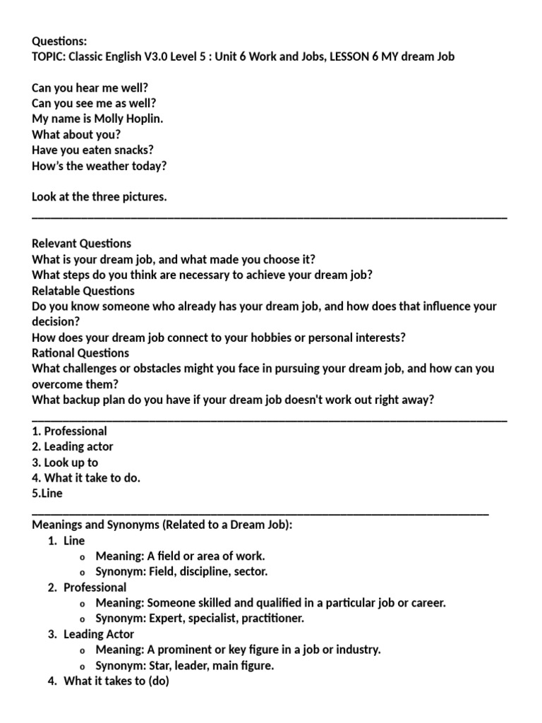 DEMO GUIDE QUESTIONS FOR TEACHER MOLLY | PDF | Teachers | Learning