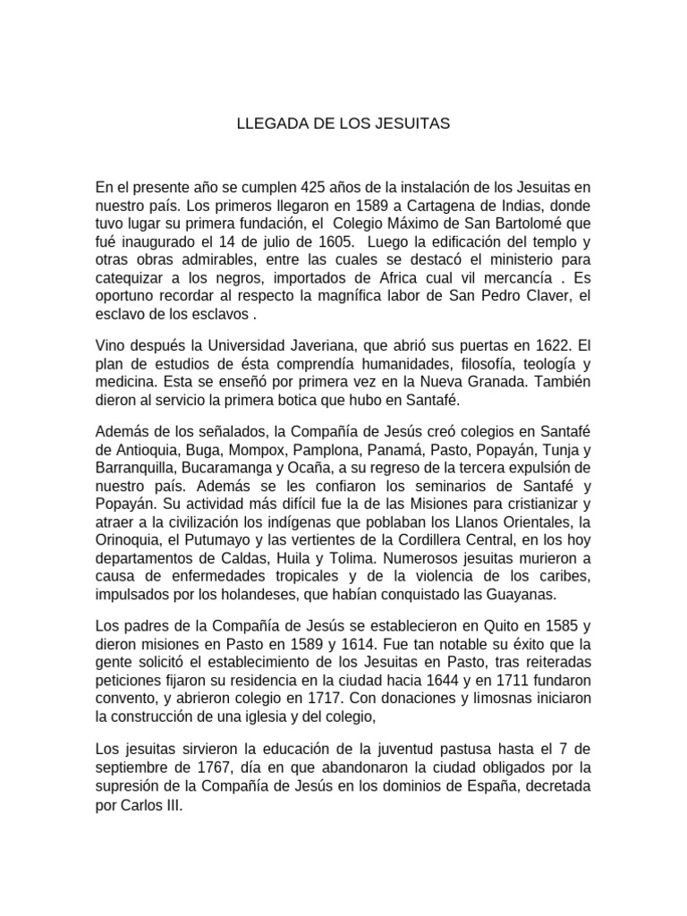 Llegada de Los Jesuitas | PDF