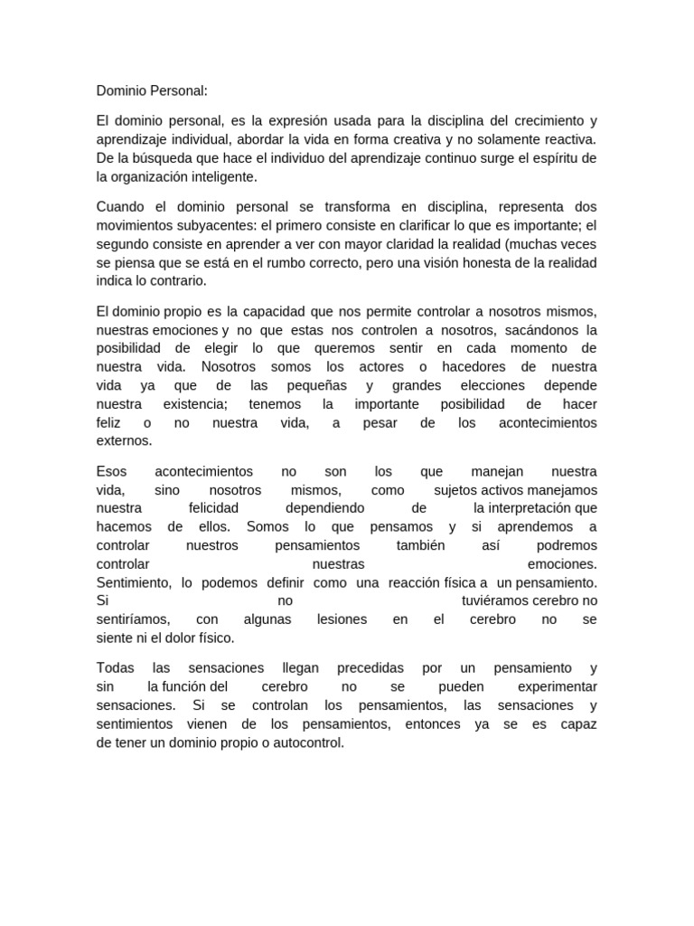 Dominio Personal | PDF | Mente | Pensamiento