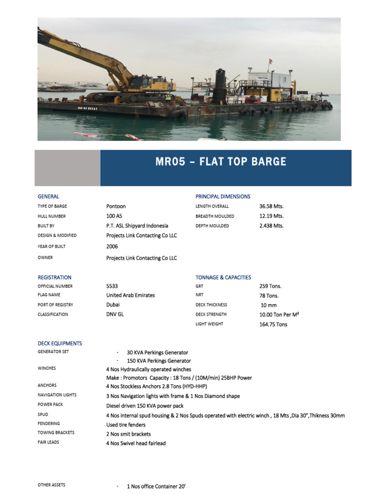 FLAT TOP CARGO BARGE-MR05 | PDF | Water Transport | Shipping