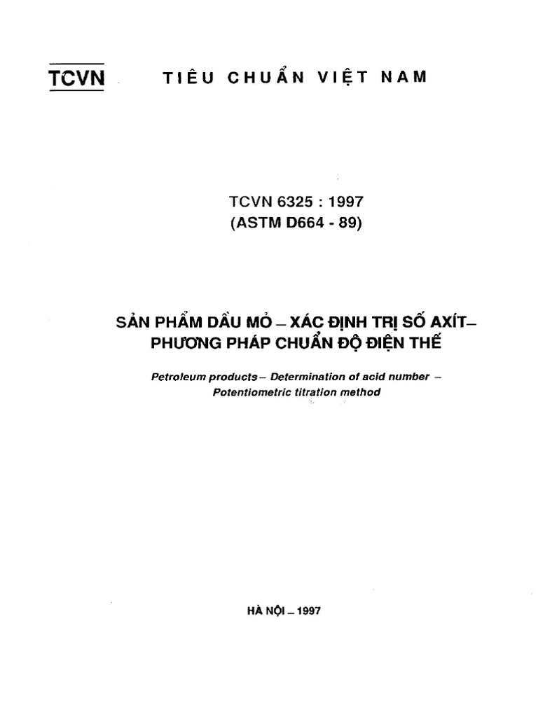Van Ban gocTCVN - QCVN So TCVN 6325 - 1997 (ASTM D664-89) Ngay 30-11 - 0001 (Khong Xac Dinh) | PDF