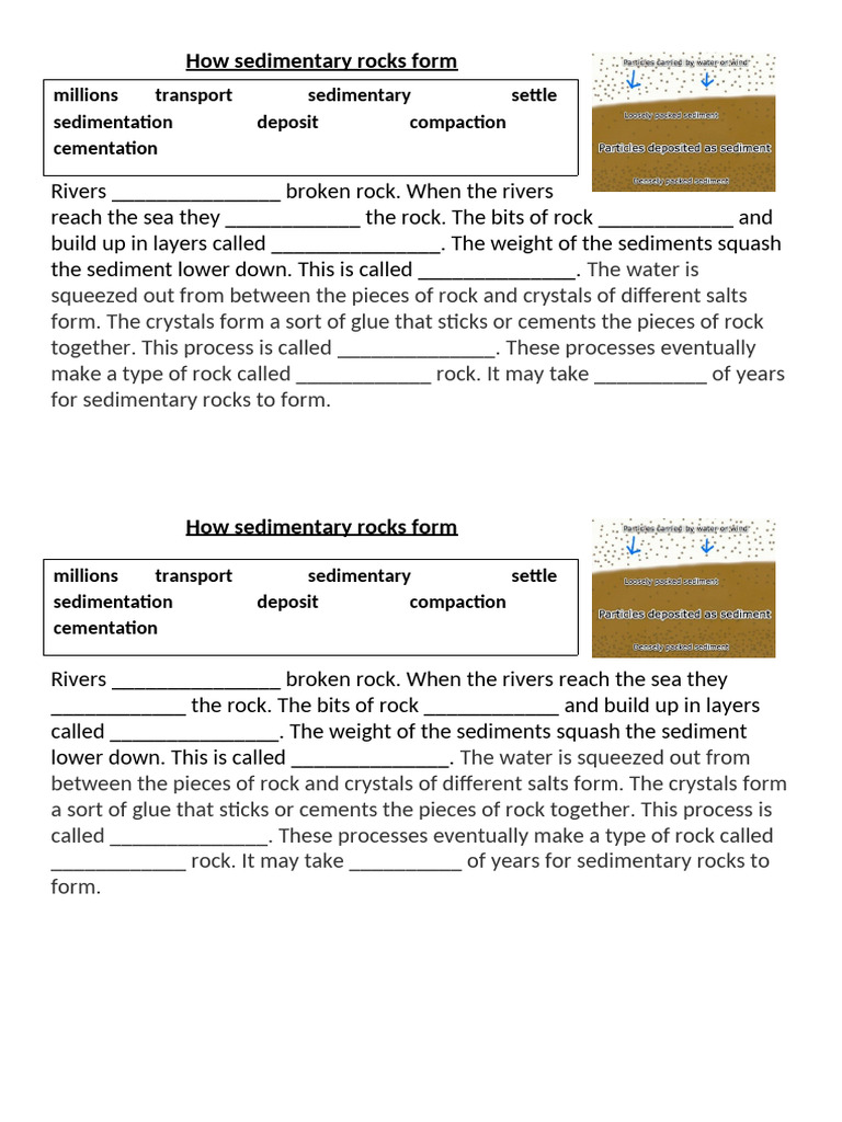 How_sedimentary_rocks_form_fill_in_blanks | PDF
