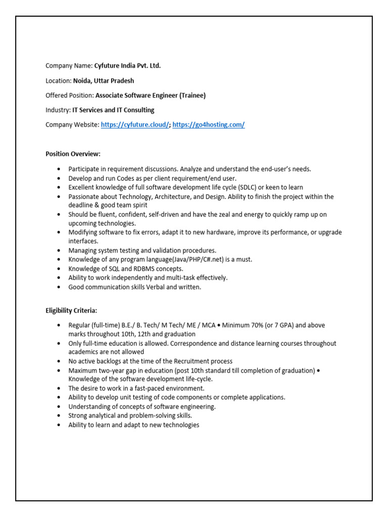 Associate Software Engineer | PDF | Software Development | Information Technology Management