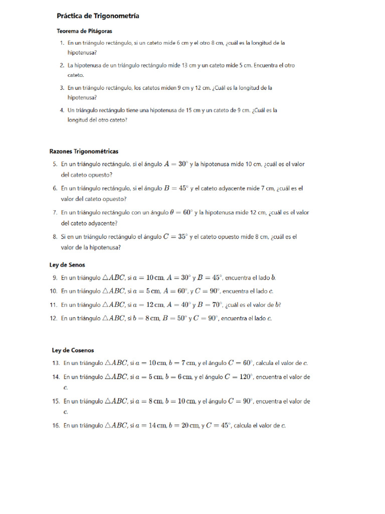 Practica de Trigonom. | PDF