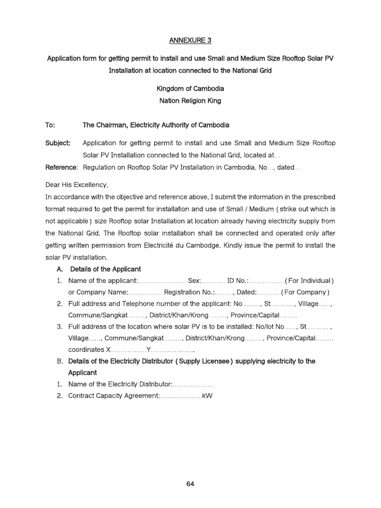 Regulations On Installation and Use of Rooftop Solar PV in Cambodia ...
