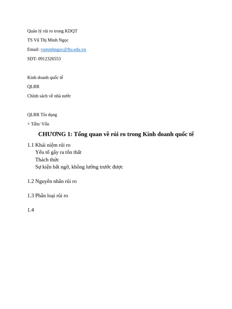 Quản Lý Rủi Ro Trong KDQT | PDF