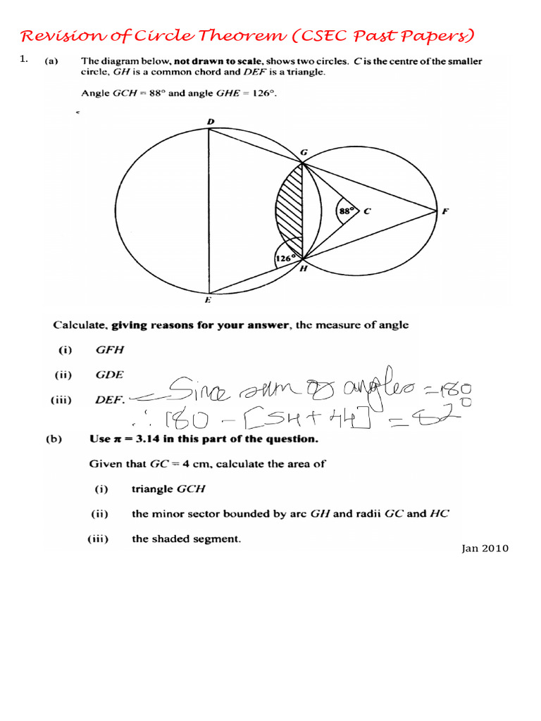 CSEC Circle Theorem Revision Guide | PDF