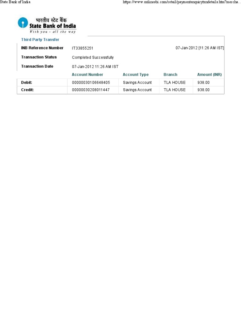 Successful Third Party Transfer Details | PDF