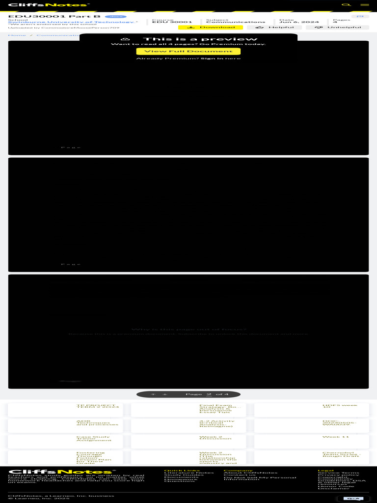 EDU30001 Part B (Docx) - CliffsNotes | PDF | Communication | Human ...