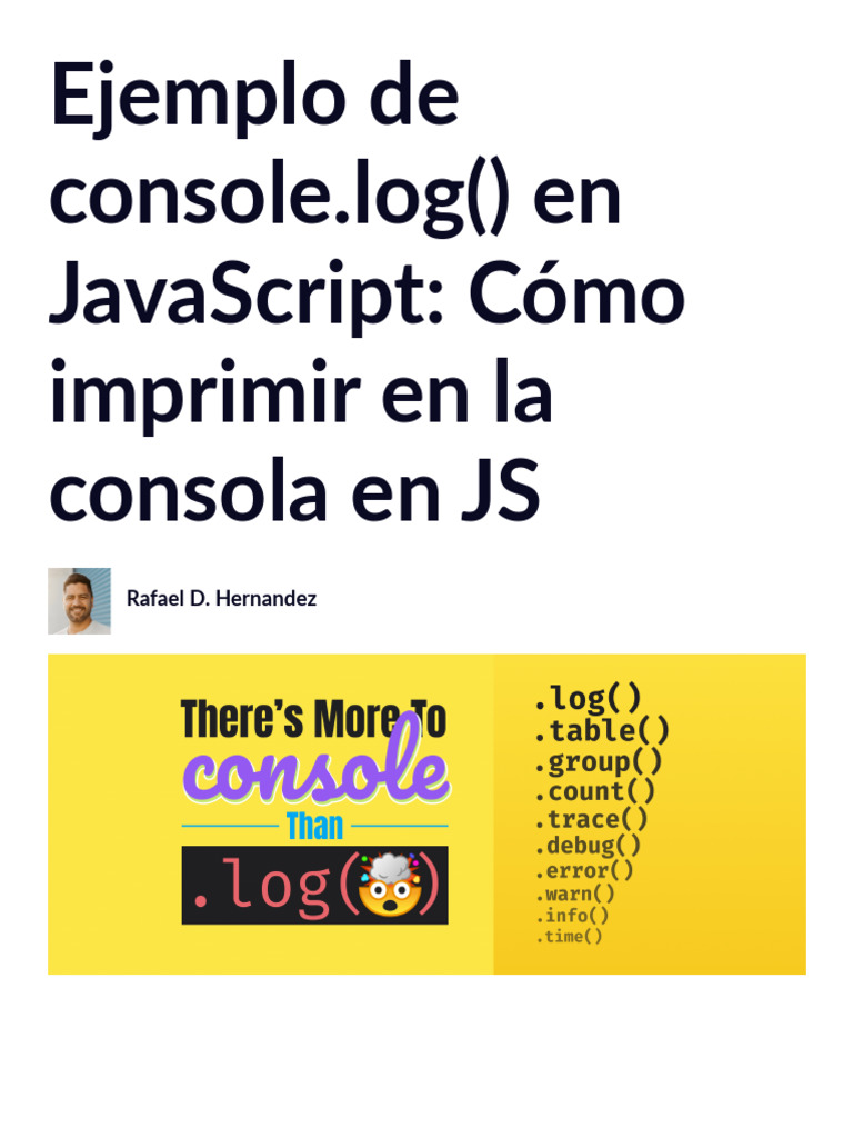 Console - Log en JavaScript - Cómo Imprimir en La Consola en JS | PDF ...